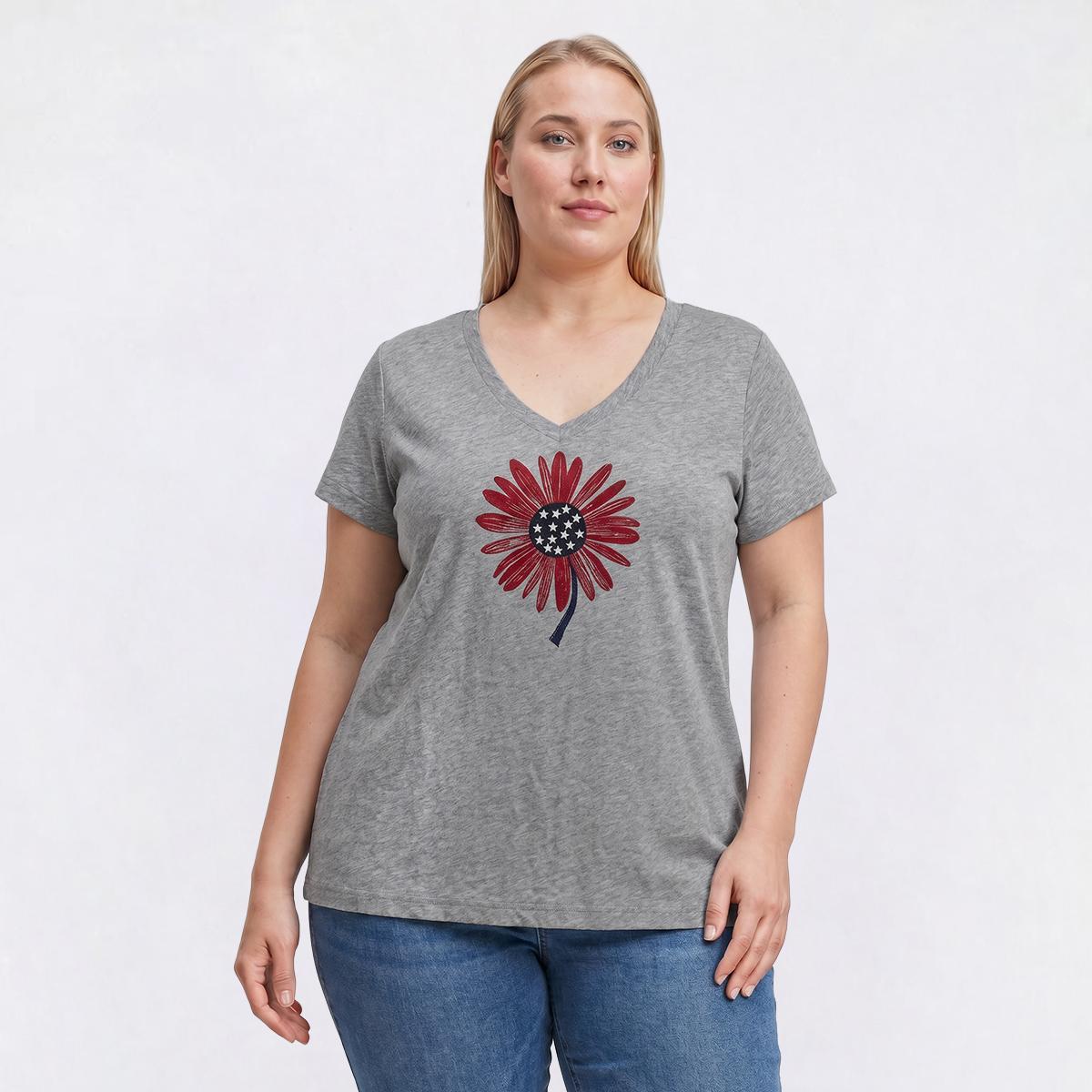 Click here for Plus Size Mountain Ridge Americana Sunflower V Nec... prices